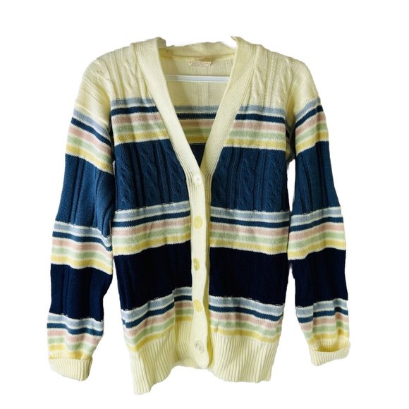 American Vintage | Sweaters | Vintage 97s Rainbow Stripe Cable Knit ...